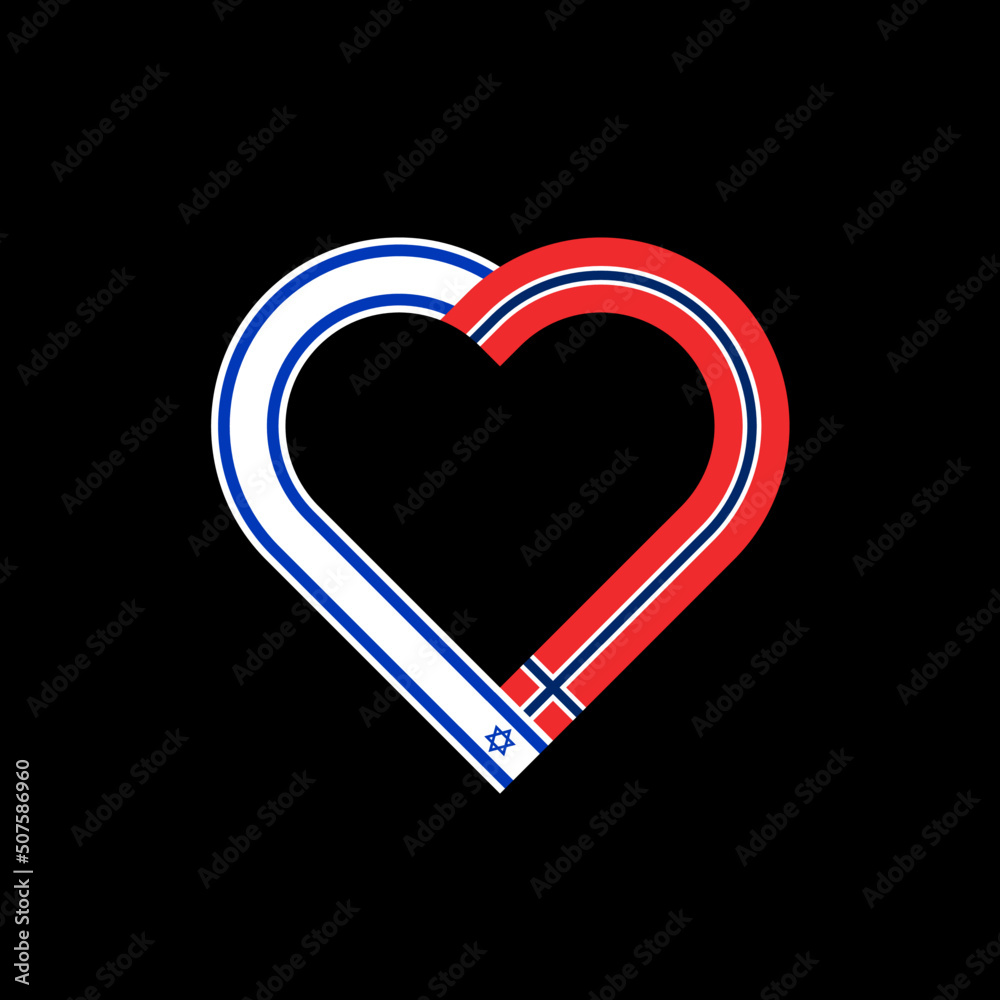 unity concept. heart ribbon icon of israel and norway flags. vector ...