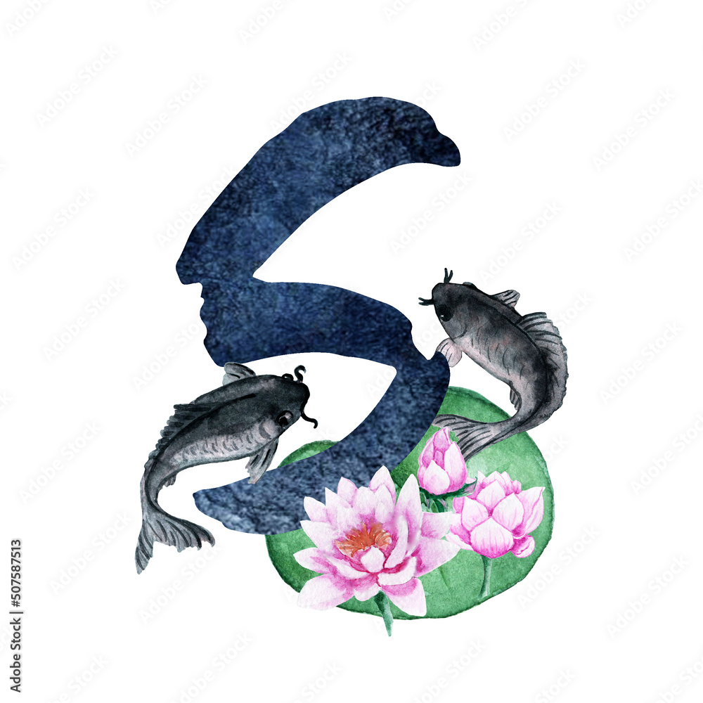 Watercolor Alphabet Japanese ,alphabet , koya, fish English watercolor ...