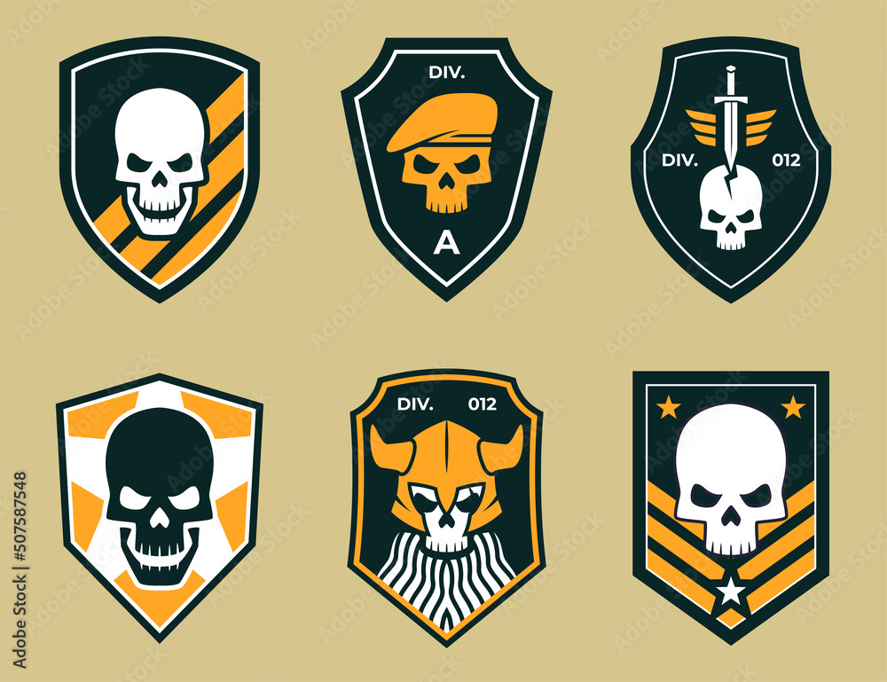 Military stripes, emblems, badges. Signs of different types of troops ...