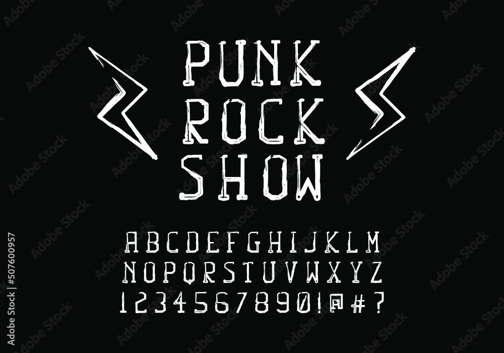 Modern font with abstract texture in punk style. Vector fonts for ...