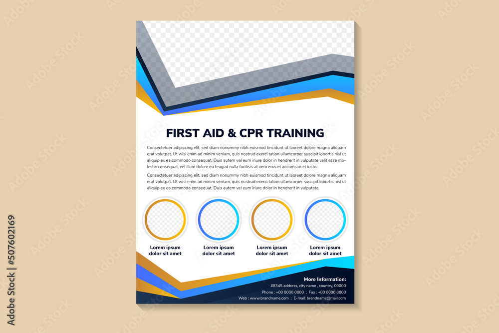 CPR training and first aid medical flyer. issues brochure template ...