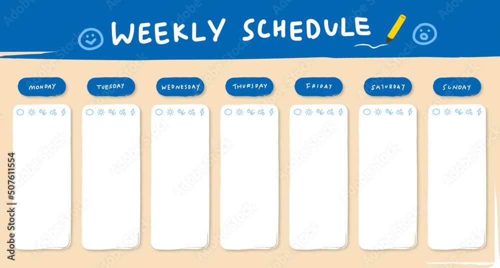 Weekly Schedule Stock Vector | Adobe Stock