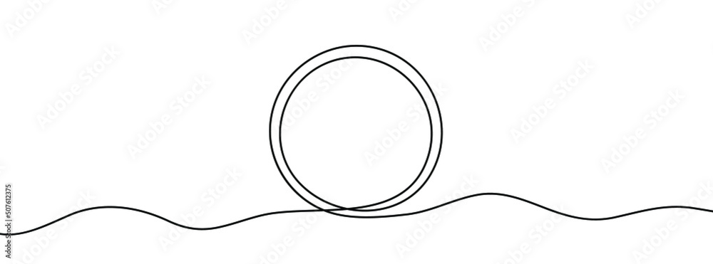 Continuous line drawing of round frame. One line icon of frame. One ...