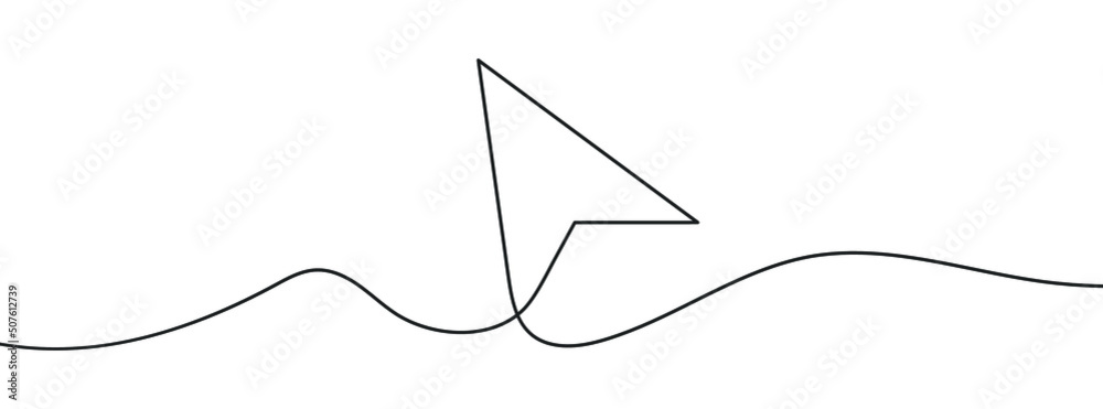 Vecteur Stock Continuous drawing of cursor arrow. One line icon of ...