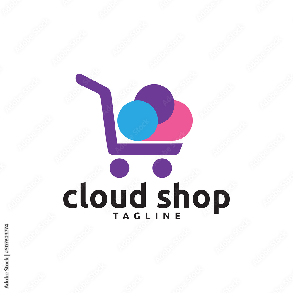 Cloud shop logo design template Premium Vector, Online Store logo ...