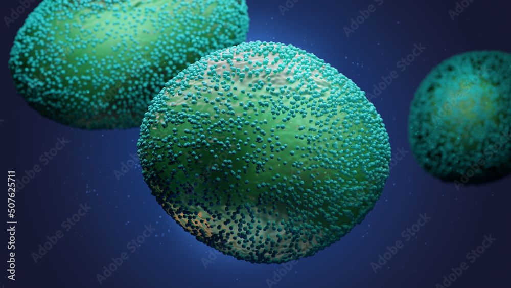 Monkeypox Virus 3d rendering realistic medical illustration. Monkey Pox ...