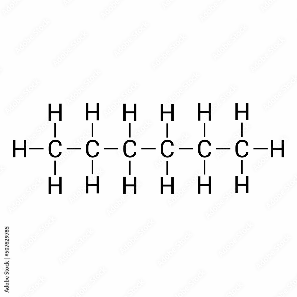 chemical structure of Hexane (C6H14) Stock Vector | Adobe Stock