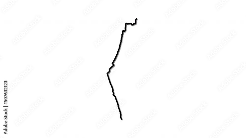 Israel map, country territory outline self drawing animation. Line art ...