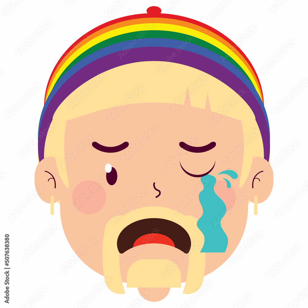 LGBT man crying face cartoon cute Stock Vector | Adobe Stock