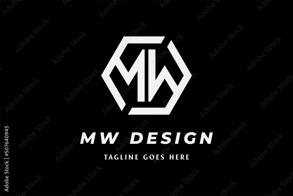 Monogram Initials MW WM Letter M W Hexagon Logo Design Vector Stock ...