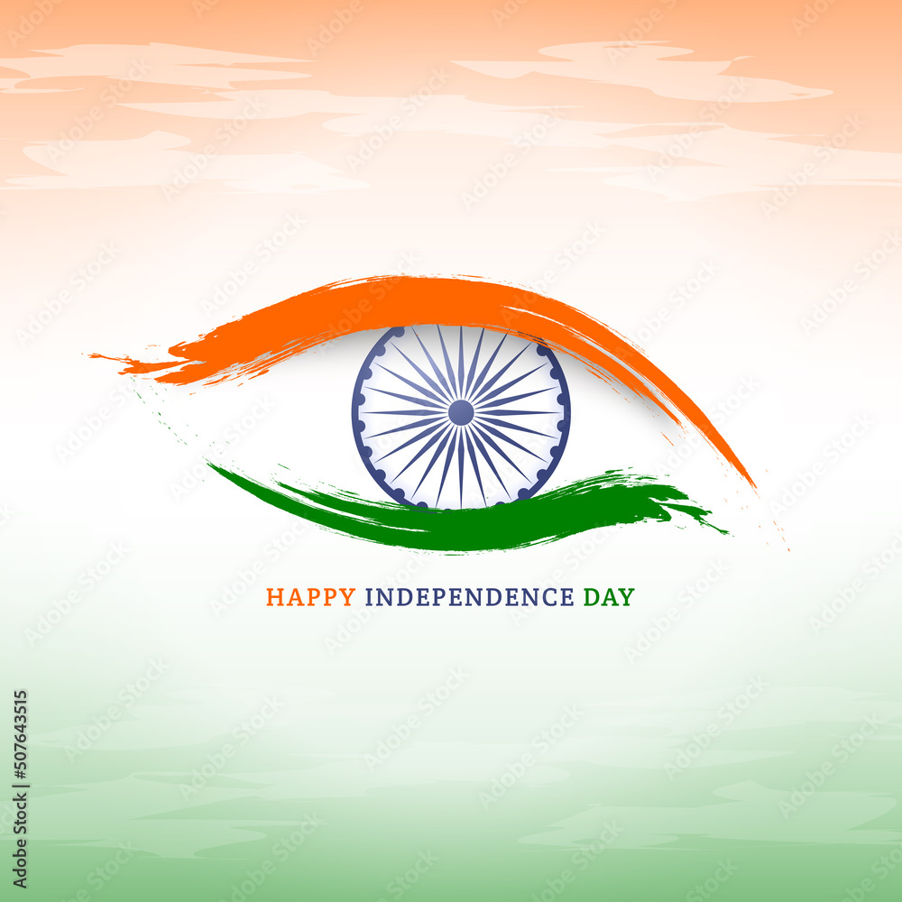 Background for Indian Independence Day with Ashoka wheel and female eye flag. Stock Vector ...