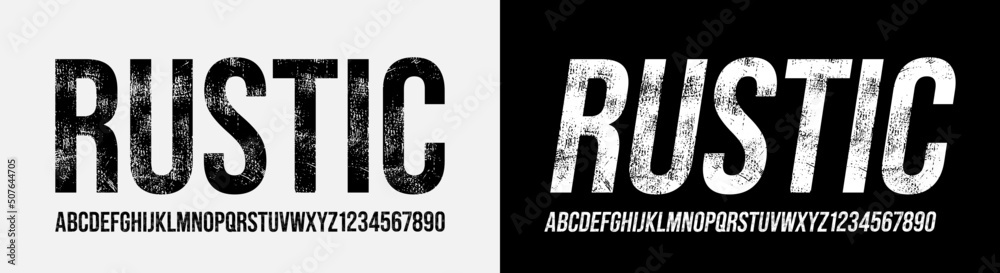 Distressed Font. Grunge Font. Rough Font. Uppercase and Number Stock Vector | Adobe Stock