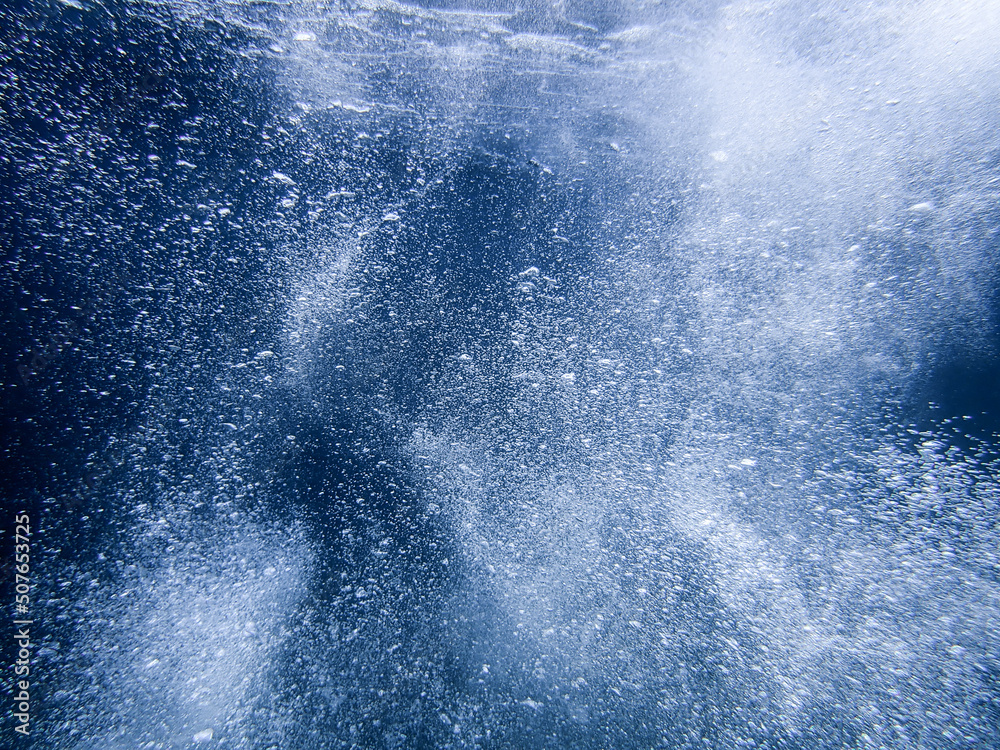 underwater blue ocean wide background with sandy sea bottom, Real ...