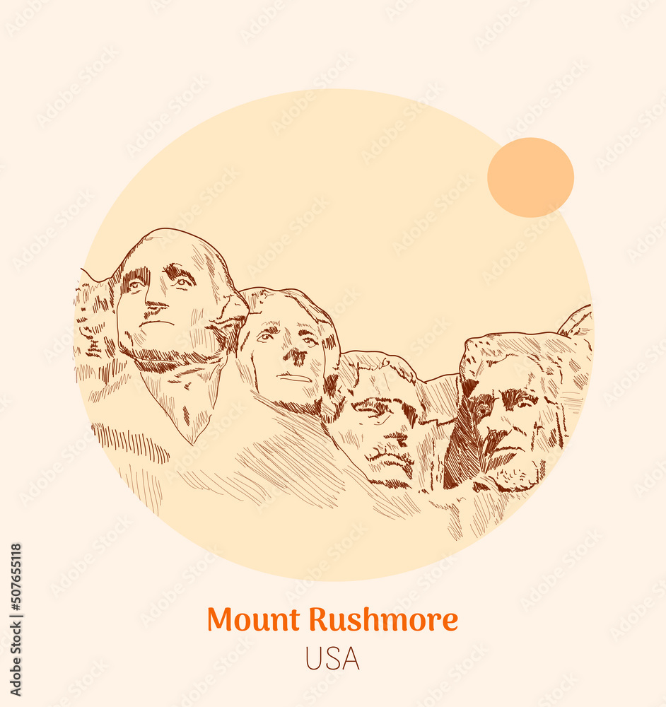 Mount Rushmore usa hand drawing vector illustration Stock Vector ...