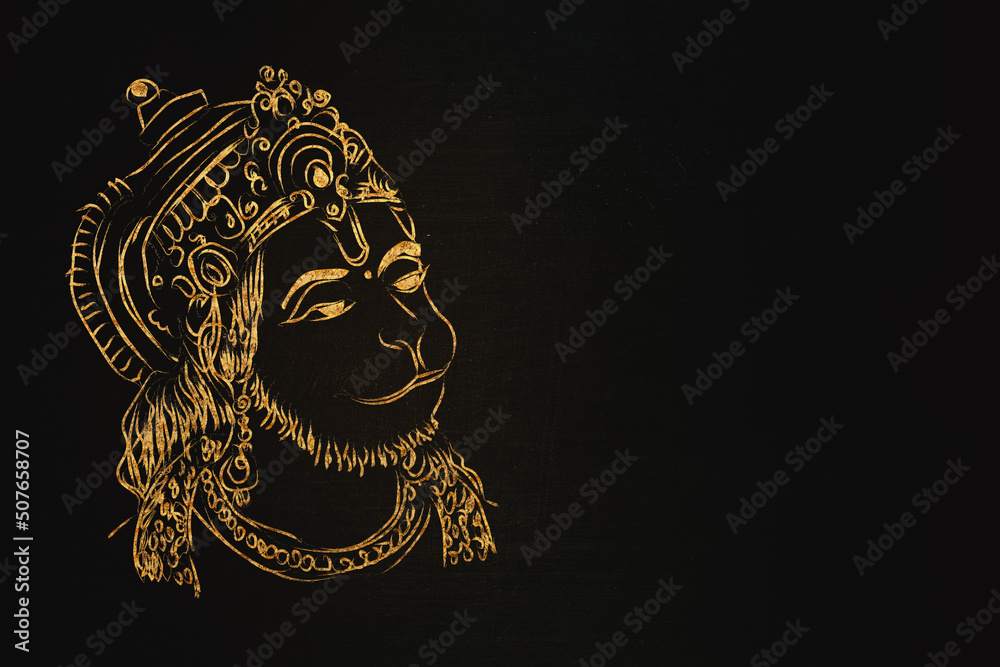 lord hanuman ji line art golden design Stock Photo | Adobe Stock