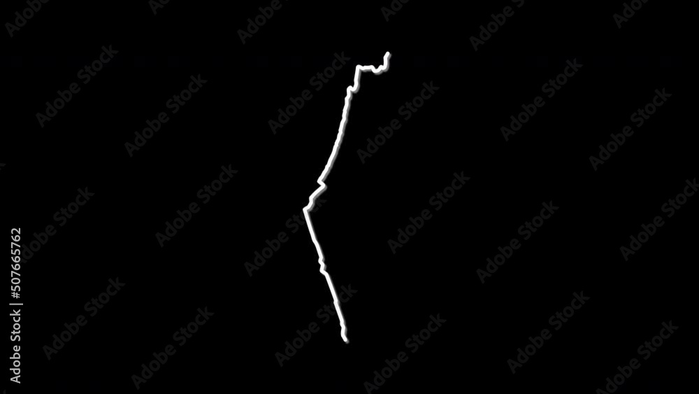 Israel map, country territory outline self drawing animation. Line art ...