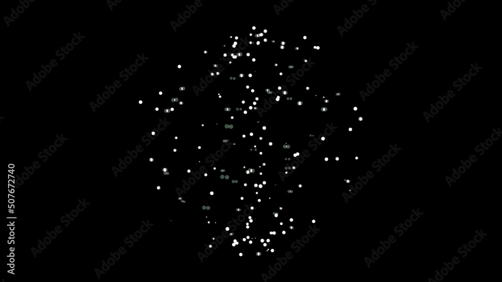 Abstract animation of small white particles moving chaotically and ...