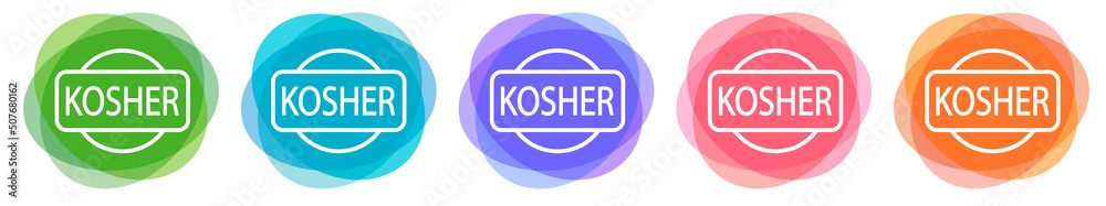Set of Kosher food products labels, badges or logos. Vector Kosher sign ...