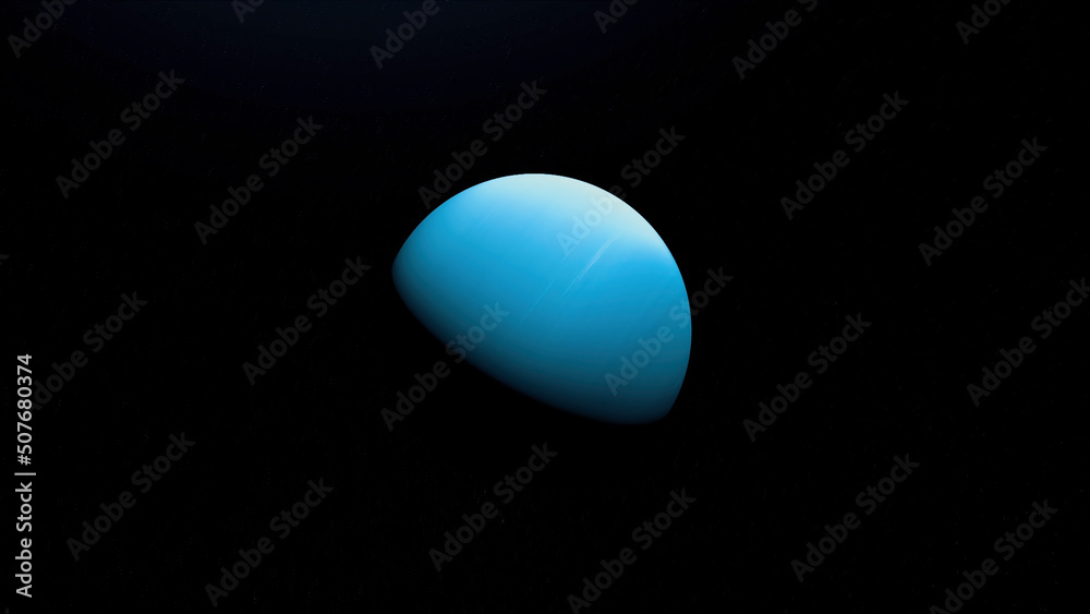 Amazing abstraction of blue Neptune planet rotating among endless stars ...