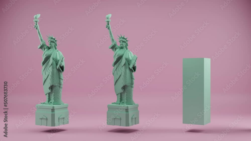 Loop 3D animation of the transformation of the block into the Statue of ...