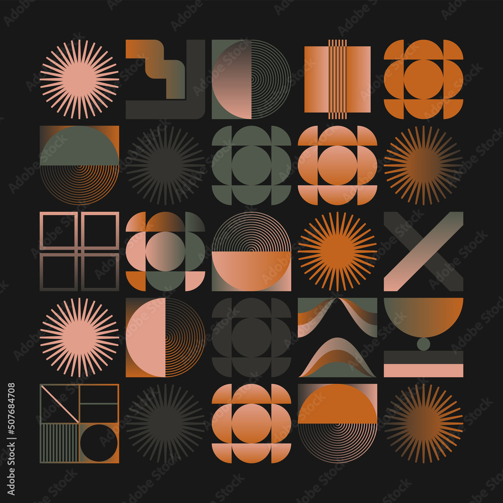 Mid-Century Inspired Graphic Pattern Art Made With Abstract Vector ...