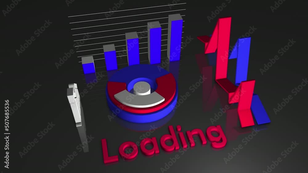 Grey background in animation.Motion. Multi-colored loading charts of ...