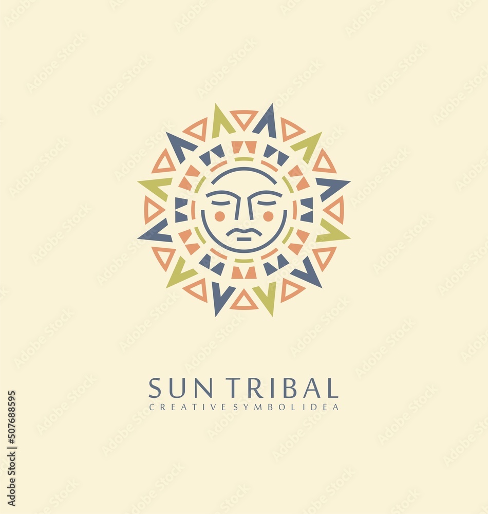 Medieval style sun symbol or logo template. Sun tribal vector ...