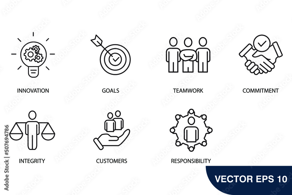 core value icons set . core value pack symbol vector elements for ...