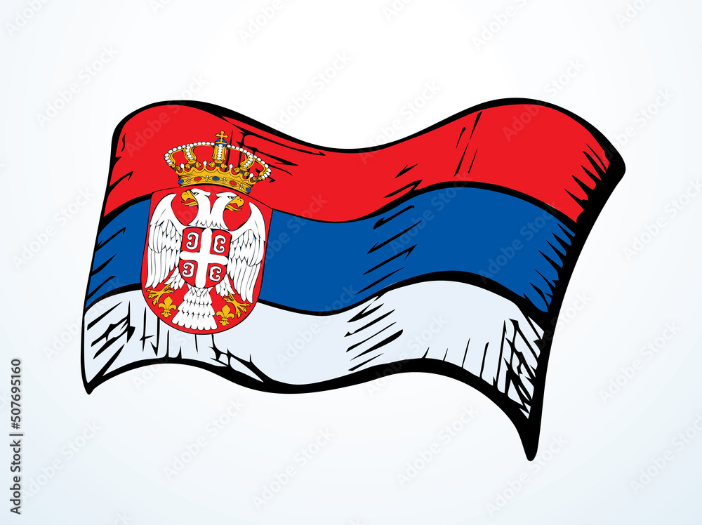 Flag of Serbia. Vector drawing sign Stock Vector | Adobe Stock