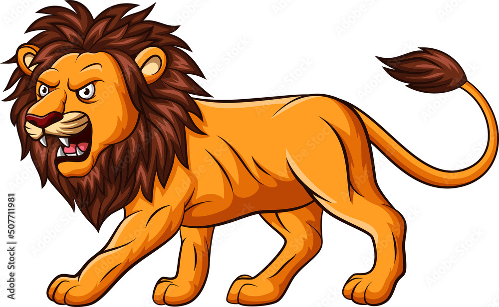 Cartoon angry lion on white background Stock Vector | Adobe Stock