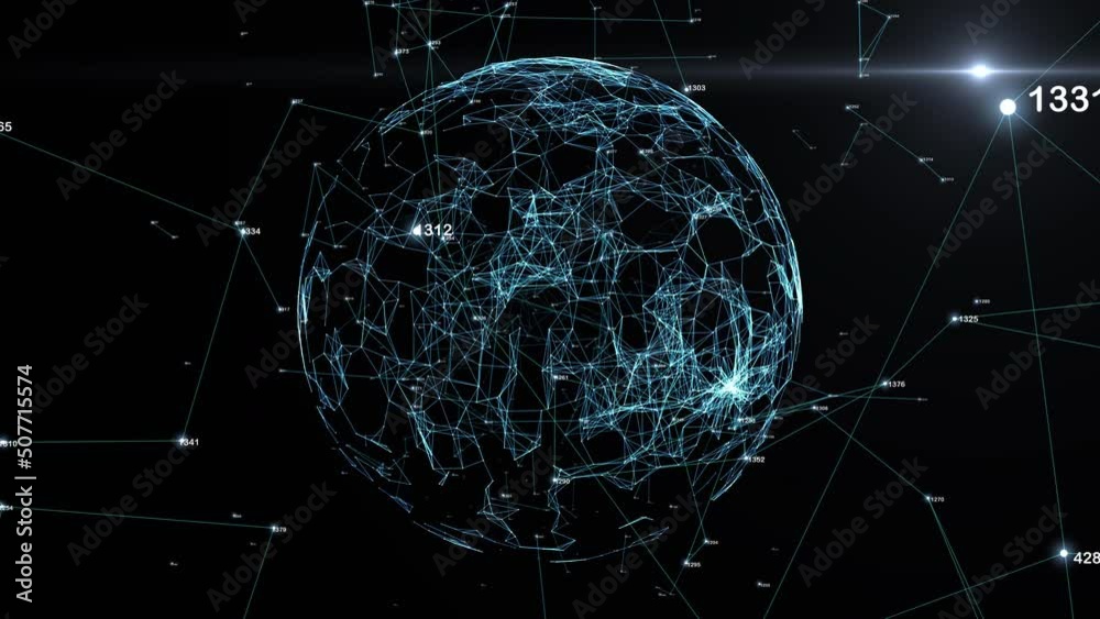 Particle World Universe of Plexus. abstract globe with particles and ...