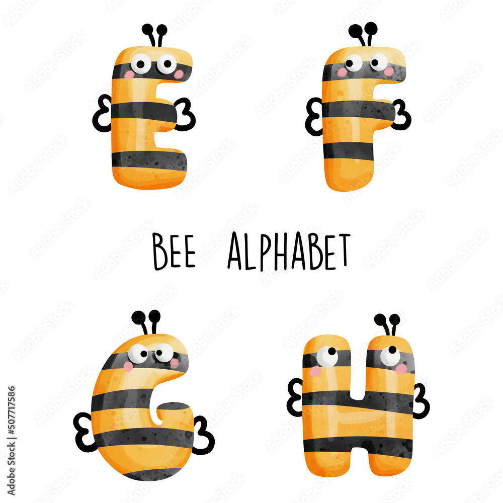 Bee alphabet,bee font. Vector illustration Stock Vector | Adobe Stock