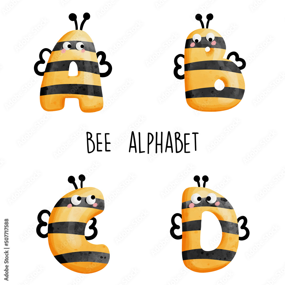 Bee alphabet,bee font. Vector illustration Stock Vector | Adobe Stock