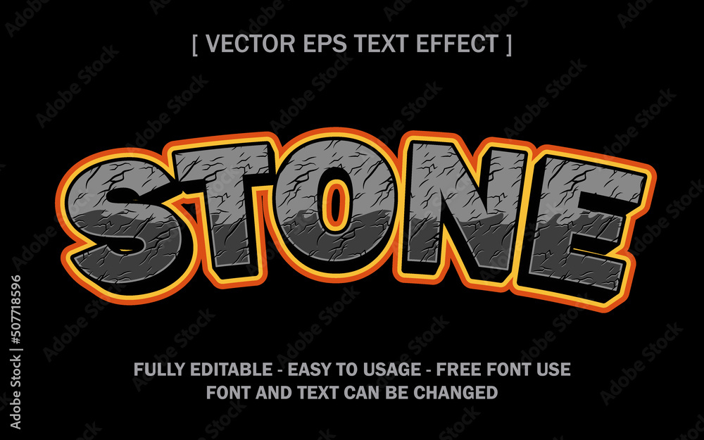 stone crack comic style 3d editable text effect font style typography ...