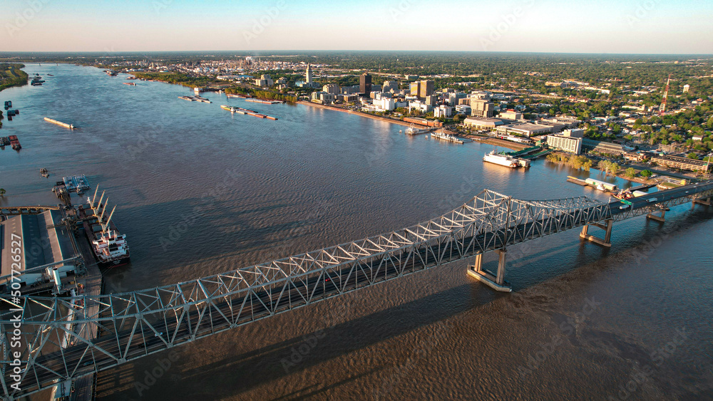 Mississippi River Bridge Baton Rouge Louisiana State Captiol Stock ...