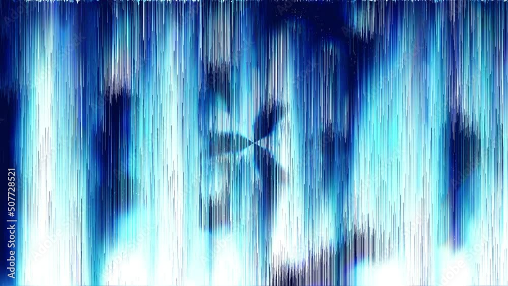 Blue pixel sort in vertical line glow animation. 2D rendering abstract ...