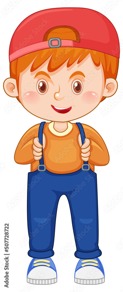 Cute boy cartoon character wearing cap on white background Stock Vector ...