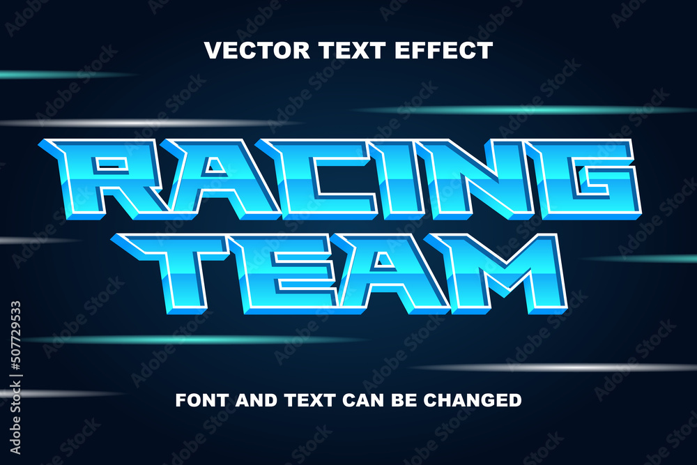 racing team blue speed racer 3d editable text effect font style ...