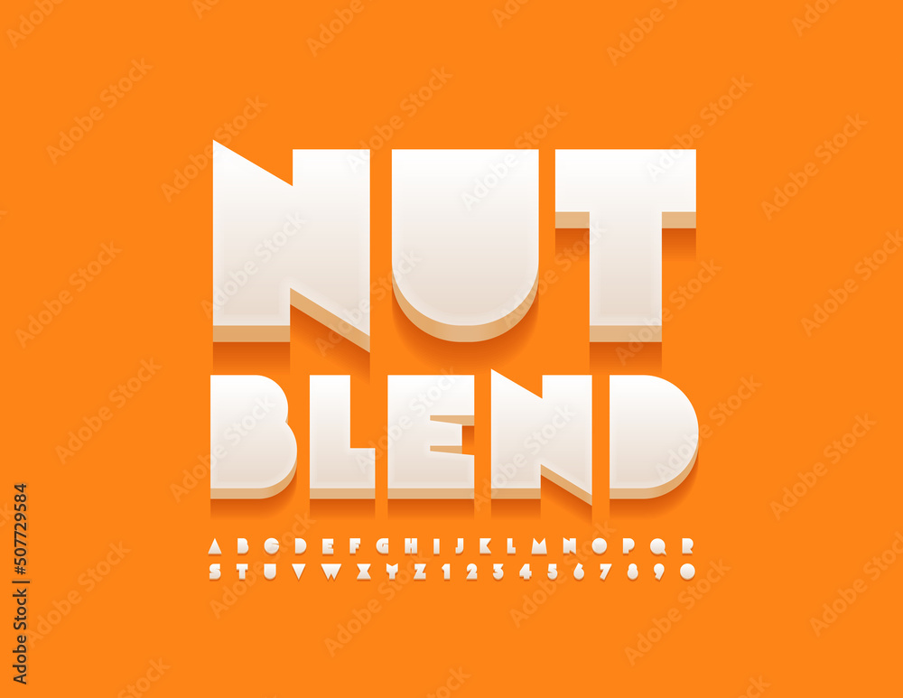 Vector creative template Nut Blend with Abstract style Font. White ...