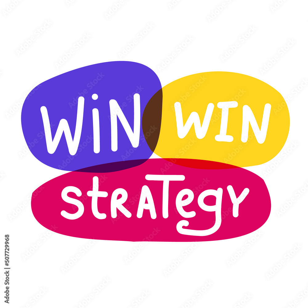 Win-win strategy idea on colourful bubbles on the isolated background ...