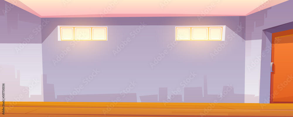 Empty room interior, home garage, storage or basement. Vector cartoon ...