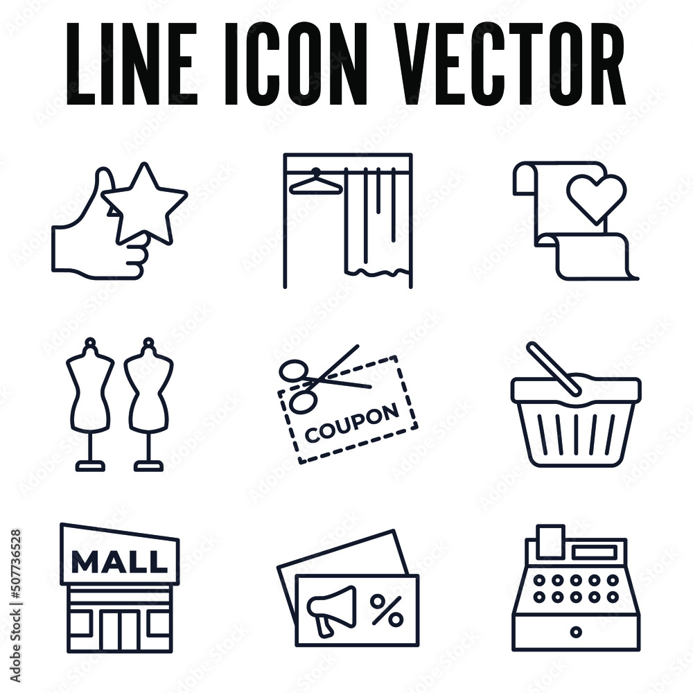 Market Shopping mall set icon symbol template for graphic and web ...