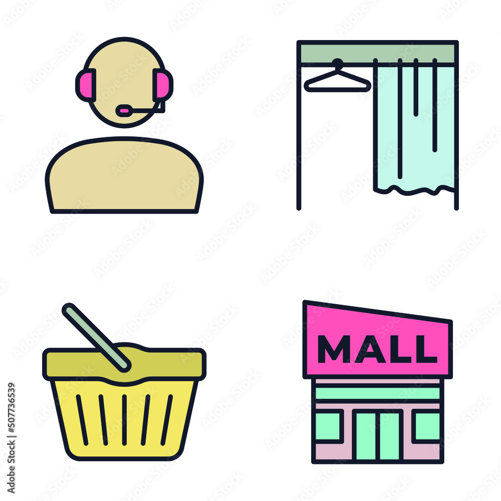 Market Shopping mall set icon symbol template for graphic and web ...
