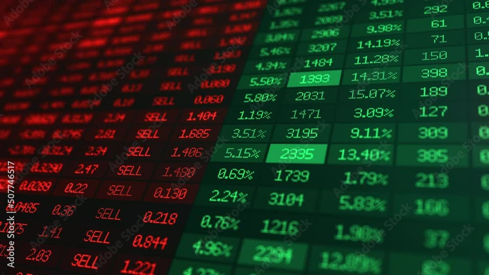 Stock market exchange information with data of price change and volume ...