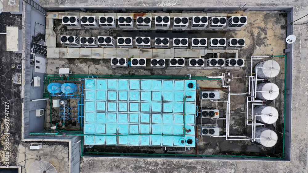 Aerial top view electric substation industry, View from above high ...