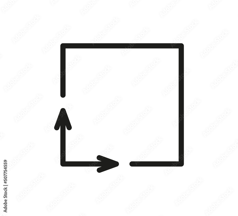 Square area icon. Coordinate axes sign. Coordinate system. Flat math ...