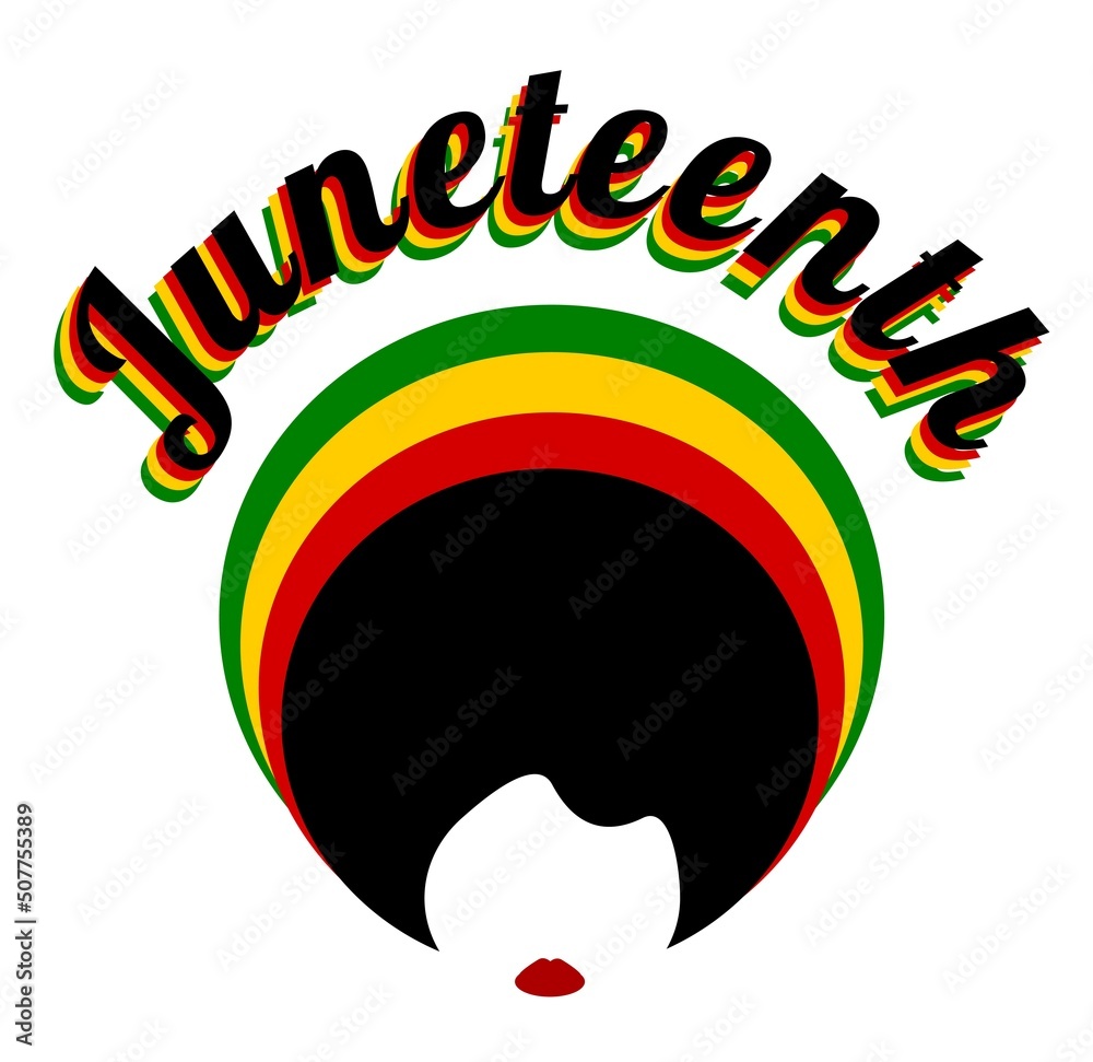 Juneteenth celebration with woman wearing colorful head cover Stock ...