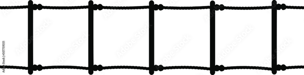 Rope ladder silhouette vector, isolated on white background, childhood ...