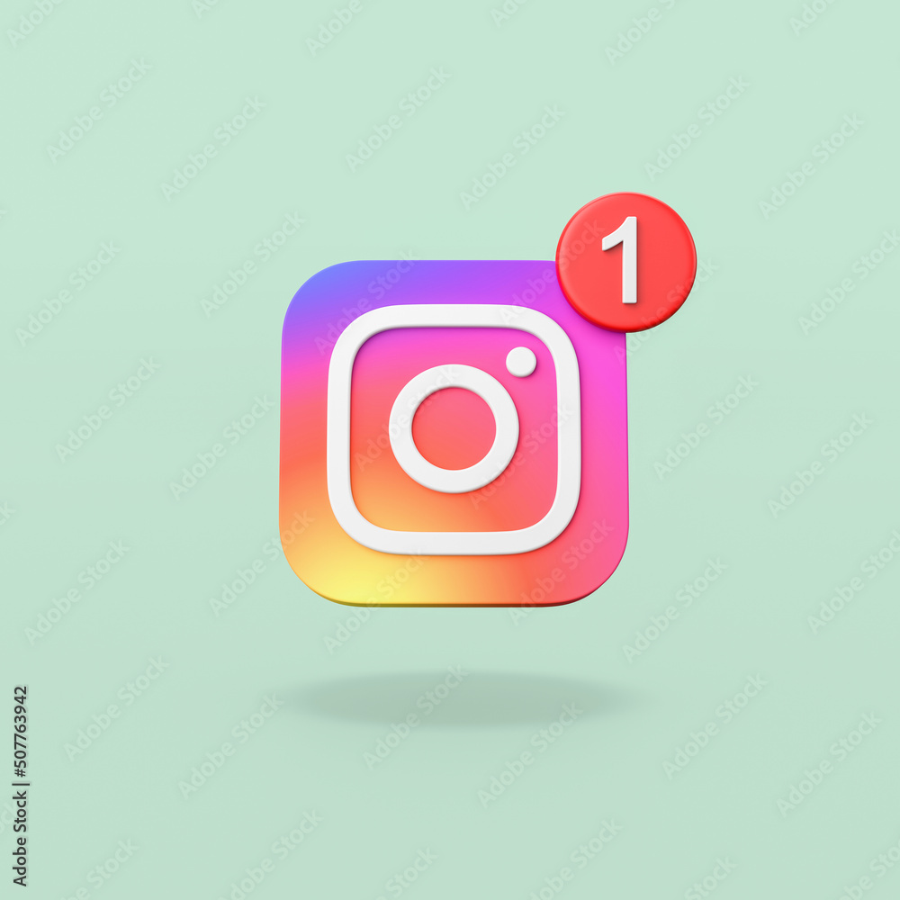 Instagram Logo with 1 Notification on Green Background Stock ...