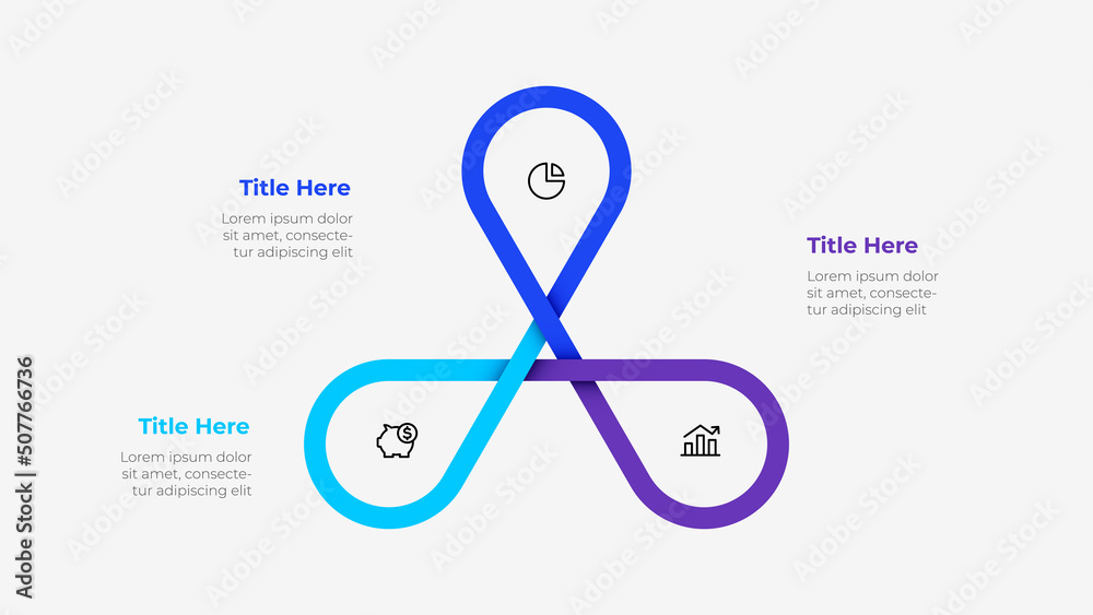 Infographic cyclic diagram with 3 elements. Concept of three steps or ...